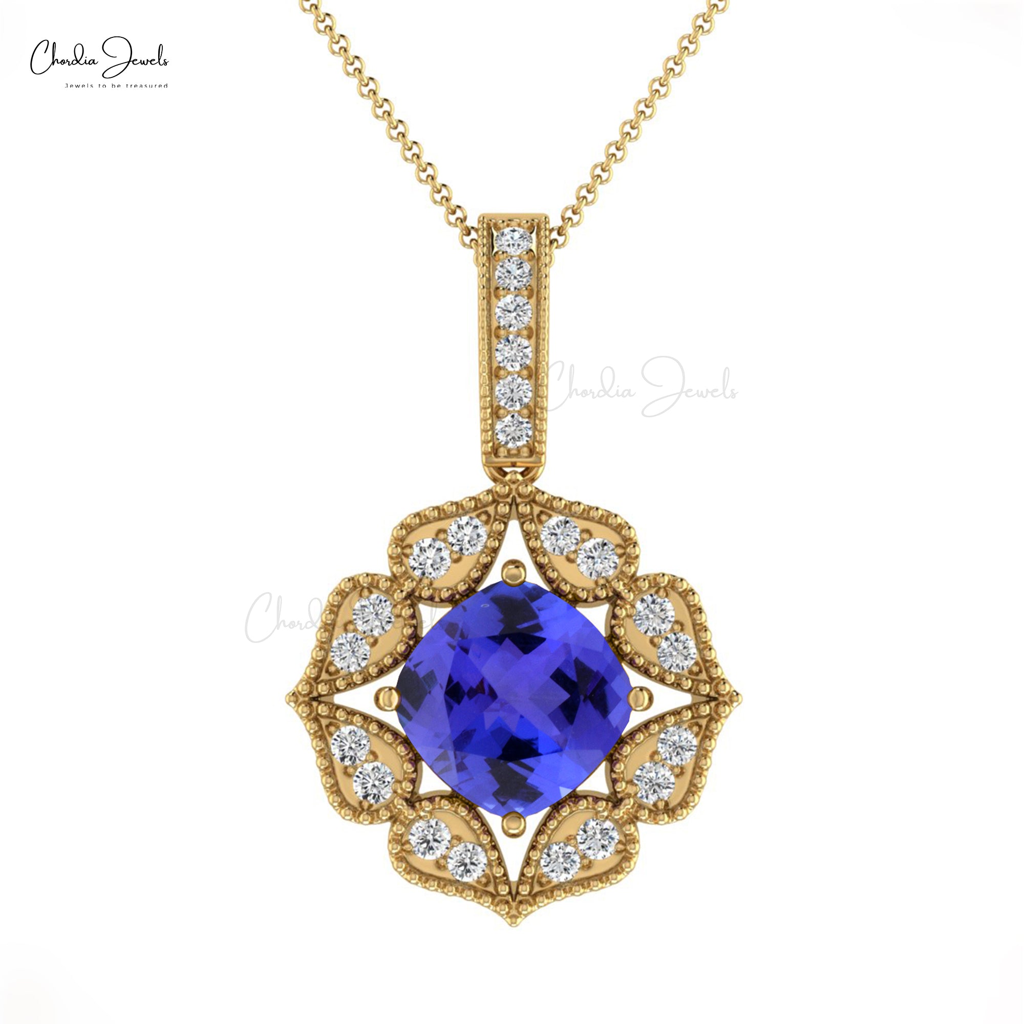 Shop Elegant Tanzanite Solitaire Pendant | Solitaire Pendant Online